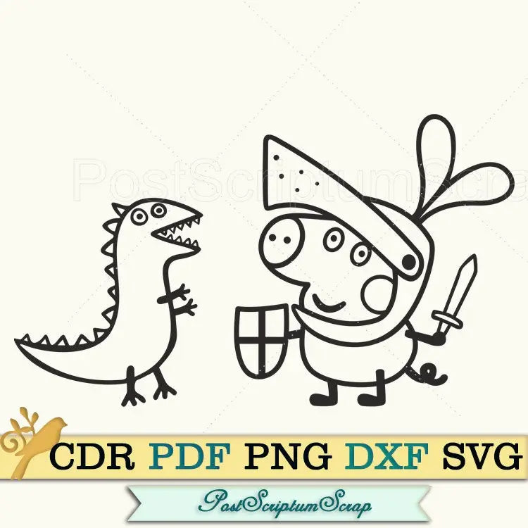 George Pig svg Dino brother printable dinosaur clipart – PostScriptum Scrap
